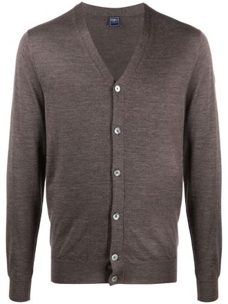 Fedeli cardigan nervur&eacute; &agrave; col v - Marron