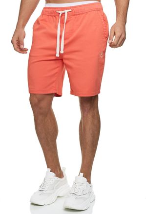 Indicode Herren Kendari Chino Shorts aus 80% Baumwolle | Herrenshorts Chinoshorts Bermuda Living Coral, L