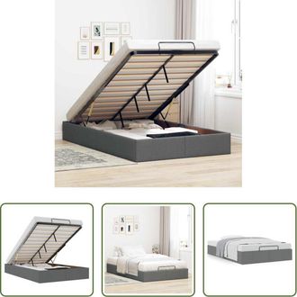 vidaXL Stauraum unter Bett - Ottoman-Bett ohne Matratze Dunkelgrau 120x200 cm Stoff