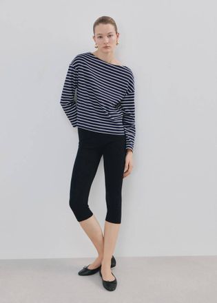 Mango Sweat rayures col bateau bleu marine - Femme - XXS - MANGO
