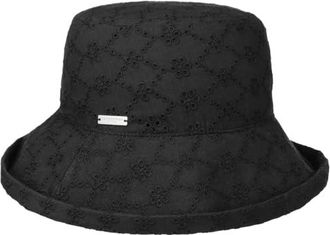 Seeberger Chapeau en Tissu Broderie Anglaise Chapeau pour Femme Chapeau de Soleil (Taille Unique - Noir)