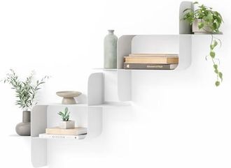 Umbra Montage - Lot de 2 Etag&egrave;res Murales en Acier Blanc, Design Moderne Et D&eacute;coratif pour La Maison ou Le Bureau