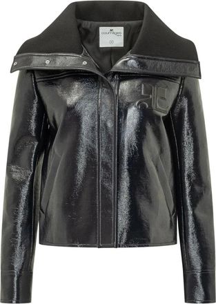 Courr&egrave;ges Femme, Vestes, Noir, Taille: 36 FR Veste &agrave; col haut