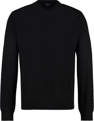 Versace Homme, Pulls, Noir, Taille: M Pull Ras du Cou en Maille Intarsia Medusa