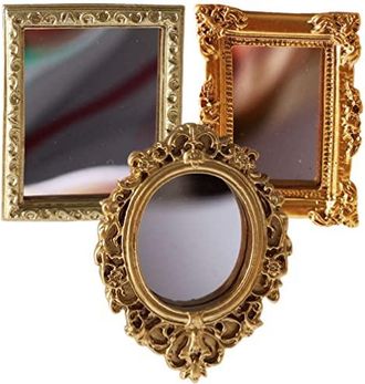 NUOBESTY 3 Pi&egrave;ces Miroir De Maison De Miroirs Miniatures Dor&eacute;s pour La D&eacute;coration De Maison De Et Accessoires Petit Miroir Mural Miroirs pour LArtisanat Miroir