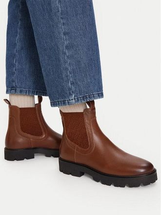 Tommy Hilfiger Klassische Stiefeletten Th Monogram Leather Chelsea Boot FW0FW09562 Braun