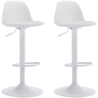 Vente-Unique Vente-unique - Lot de 2 tabourets de bar en polypropyl&egrave;ne et m&eacute;tal - Hauteur r&eacute;glable - Blanc - xafy