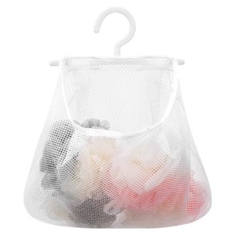 BESPORTBLE TEMPNAP Multifunktionaler H&auml;ngender Aufbewahrungsbeutel aus Wei&szlig;em Netzstoff Waschbarer W&auml;scheklammerhalter mit Stabilem Haken Platzsparender Organize