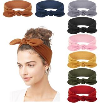 Dreshow 8 Pi&egrave;ces Bandeau Cheveux pour Femme Boho Bandeaux Serre T&ecirc;te Elastique Bandeaux avec Noeuds Cheveux Accessoires