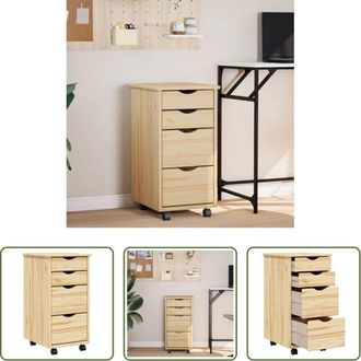 vidaXL vidaXL Rangement pratique - Cabinet roulant avec bureau avec roue MOSS Vernis transparent