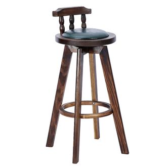 Generic Vintage-Barhocker, gepolsterte Sitzfl&auml;che mit R&uuml;ckenlehne aus PU-Leder, hohe St&uuml;hle f&uuml;r K&uuml;cheninsel, Kneipe, Bistro und Restaurant, Beine aus Massivho