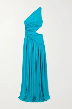 Michael Kors Asymmetrische Robe Aus Stretch-jersey Mit Raffungen Und Cut-out - Blau