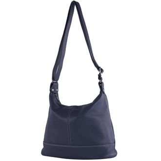 modamoda.de T251 - ital. Umhängetasche Größe M aus Leder, Farbe:Saphirblau