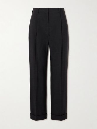 The Row Pantalon En Laine Grain De Poudre &Agrave; Plis Tor - Gris
