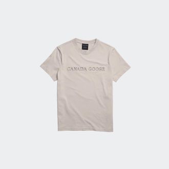 Canada Goose Emersen T-Shirt mit Rundhalsausschnitt und Stickerei (M&auml;nnlich, Limestone, L)