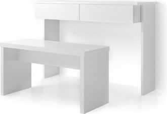 Vicco Coiffeuse Azur, Blanc, 120 cm sans miroir, avec banc