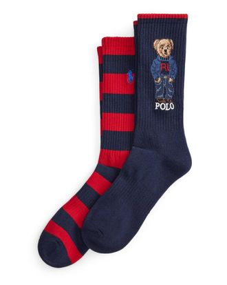 Ralph Lauren 2er Pack wadenhohe Socken mit Polo Bear und Streifenmuster in