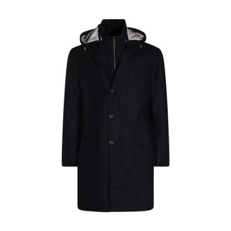 Montecore Homme, Manteaux, Bleu, Taille: L Veste bleue en duvet avec capuche