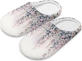 Coloranimal Pantoufles de spa pour femme - Pour chambre dh&ocirc;tes, maison - Bout ferm&eacute; - R&eacute;utilisable - Sandales dh&ocirc;tel, Feuille aquarelle, 35.5/36.5 EU