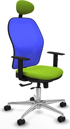 Piqueras y Crespo B&uuml;rostuhl mit 1D-Armen, h&ouml;henverstellbare Lendenwirbelst&uuml;tze und festes Kopfteil, ausgestattet mit Syncro/Traslack und injiziertem Schaumstoff, Blau/P