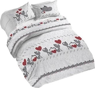 Pensieri delicati Bettwäsche-Set für Doppelbett, 100% Baumwolle, komplett mit Bettbezug 250 x 200 cm und 2 Kissenbezügen 52 x 82 cm, hergestellt in Italien, maschinenwa