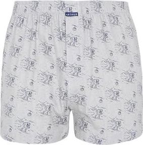 Arthur Caleçon Homme, Caleçon de Nuit - Coton Bio, Doux et Confortable au Quotidien - Motif Ski Fantaisie Gris - Taille XXL