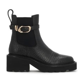 Kazar Texturierte Leder-Stiefeletten mit abnehmbarem Riemen - - Shoes - Damen - Schwarzk - 40 EU