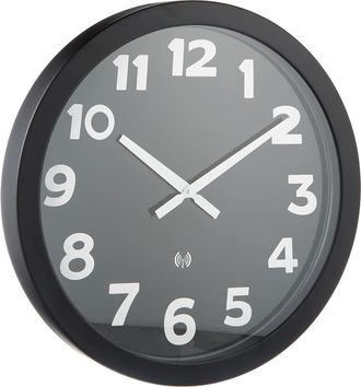 TFA Dostmann XL Funk-Wanduhr analog, 60.3506, mit Metallrahmen, groß, modern, gut ablesbar, schwarz