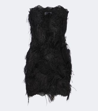 The Attico Minikleid mit Federn