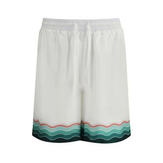 Casablanca Homme, Shorts, Blanc, Taille: S Iconographie Japonaise Shorts en Soie
