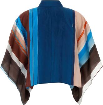 Fendi Womens Printed Silk Shirt Powder Pink-Laguna Exterior: Camicie Pink/laguna