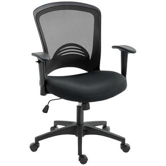 HOMCOM B&uuml;rostuhl, Ergonomischer Schreibtischstuhl mit h&ouml;henverstellbar Armlehne, Lendenwirbelst&uuml;tze, H&ouml;henverstellbarer Drehstuhl mit Wippfunktion, Computers