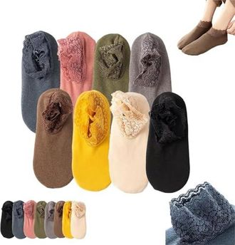Generic Chaussettes chaudes en dentelle tendance, chaussettes chaudes dautomne et dhiver, chaussettes chaudes à volants pour femme, 8 pièces-C, Taille unique