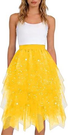 Generic Jupe en tulle longue bouffante pour femme - Costume de carnaval des ann&eacute;es 50 - Jupe en maille avec costume &eacute;lastique - Robe de carnaval - Robe de f&eacute;e