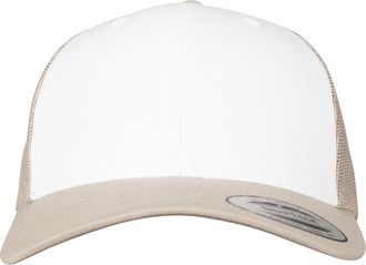 Flexfit Unisex Retro Trucker Colored Front Kappe, Khaki/White/Khaki, one Size