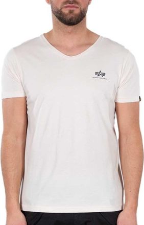 Alpha Industries Alpha Industries Basic V-Neck T Small Logo T-Shirt f&uuml;r Herren Jet Stream White