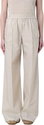 Brunello Cucinelli Hosen mit weitem Bein aus Popeline - - Trousers - Damen - Beige - S