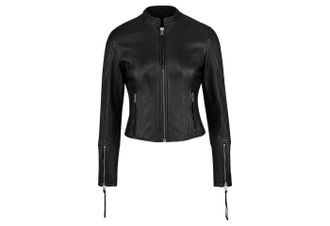 Trueprodigy Lederjacke Vega Sportlicher Stehkragn und dekorative Rei&szlig;verschl&uuml;sse an den &Auml;rmeln