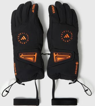 Stella McCartney Logo TERREX Gloves, Woman, Black/Signal Orange, Size: S