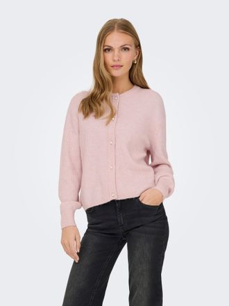 Jacqueline de Yong Strickjacke JDY JDYLUMI LIFE L/S BUTTON CARDIGA KNT NOOS, Damen, Gr. XL, lila (light lila detail:melange), Strick, Obermaterial: 52% Polyester, 41% Po