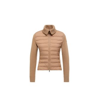 Moncler Moncler Cardigan Zipp&eacute; En Laine Matelass&eacute;e, Femme, Beige, Taille: Xs