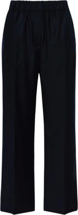 Max Mara Pantalon Droit en Flanelle - Femme - Pantalons - Bleu - Taille: 40 FR