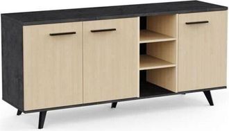 Demeyere Demeyere - Enfilade Buffet - kent - Chene de fil / Sidewalk - 3 portes ouvrantes - 3 niches - l 160,7x l 43,9x H73,3 cm