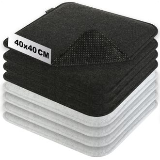 Com-Four 8X Sitzkissen aus Filz 40 x 40 - gepolstertes Stuhlkissen - eckige Sitzpolsterauflage f&uuml;r Esszimmer, Garten, Balkon - rutschfeste Unterseite mit Anti-