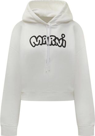 Marni Femme, Sweatshirts et sweats &agrave; capuche, Blanc, Taille: 40 FR Logo Sweat &agrave; capuche