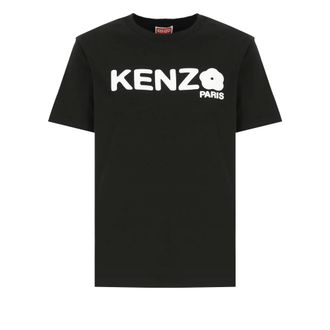 Kenzo Femme, Tops, Noir, Taille: 36 FR T-shirt Noir Logo Fleur