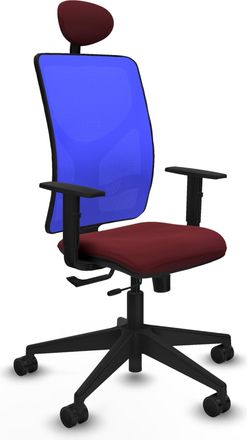 Piqueras y Crespo B&uuml;rostuhl mit 1D-Armlehnen, h&ouml;henverstellbarer Lendenwirbelst&uuml;tze und festem Kopfteil, ausgestattet mit Syncro/Traslack und Schneideschaum, Blau/Grana