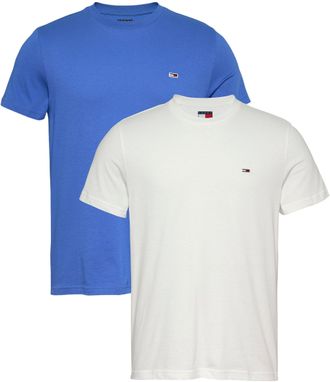 Tommy Jeans Herren TJM Xslim 2pack Jersey Tee EXT Dm0dm20687, Multi (Ecru/Tempo Blue), XXL_Plus