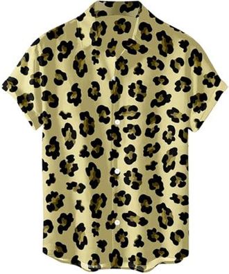 Generic Chemise hawa&iuml;enne &agrave; manches courtes pour homme, style tropical, d&eacute;contract&eacute;, cara&iuml;bes, boutonn&eacute;e, &eacute;t&eacute;, palmier hawa&iuml;en, croisi&egrave;re, revers tendance, gr