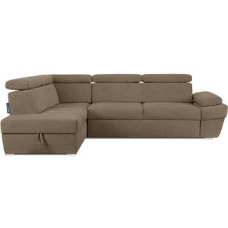 Konsimo Ratlo Ecksofa, Schlaffunktion, 4 /5 Sitzer, Bettkasten, hellbraun - Konsimo